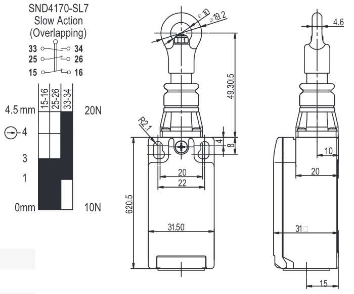 SND4170-SL7-B wyłącznik linkowy SUNS, bez resetu | Indual